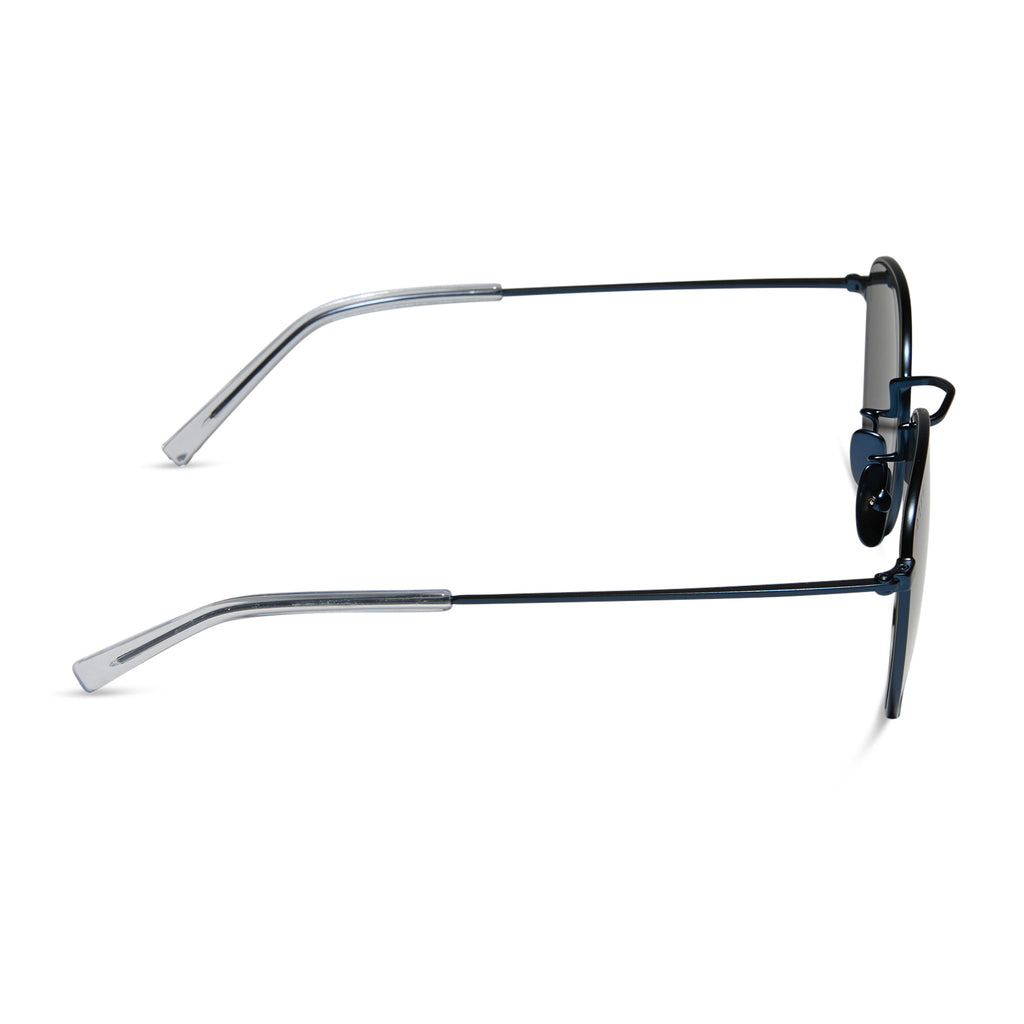Axel Round Sunglasses | Deep Navy Metal & Grey Polarized| DIFF Eyewear