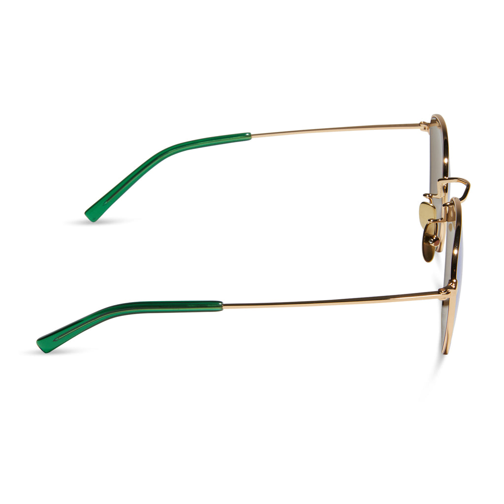 Axel Round Sunglasses | Gold & Green Mirror | DIFF Eyewear