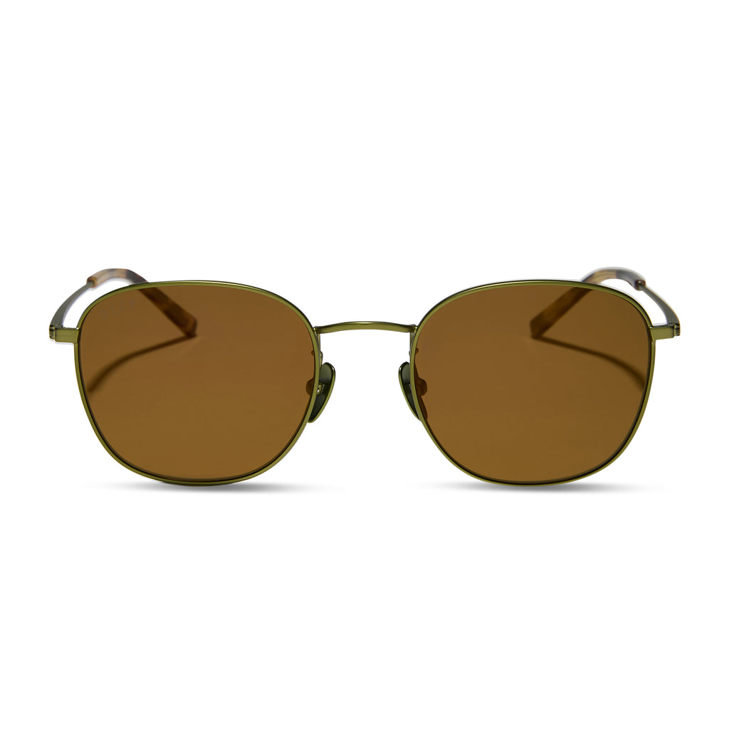 Axel Round Sunglasses | Moss Metal & Brilliant Gold Mirror | DIFF Eyewear
