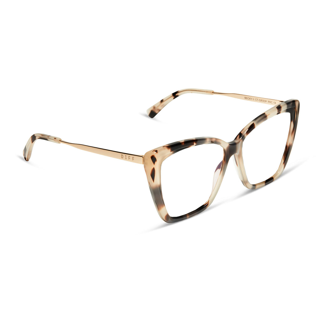 Becky II Cateye Blue Light Glasses | Cream Tortoise | DIFF Eyewear