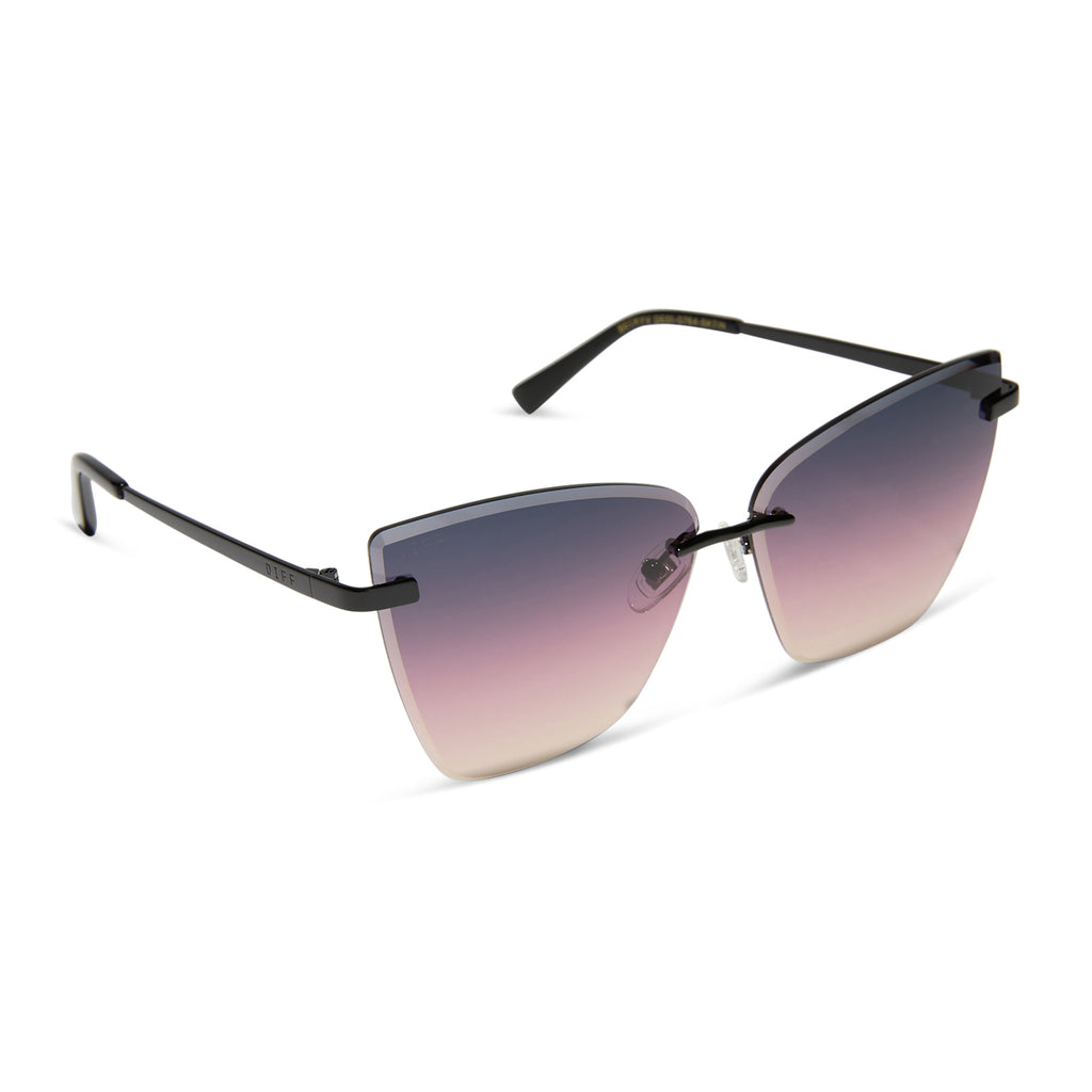 Becky V Cateye Sunglasses | Black & Twilight Gradient | DIFF Eyewear