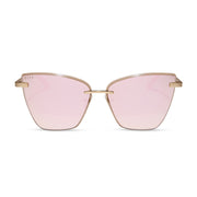 Becky V Cateye Sunglasses | Brushed Gold & Cherry Blossom Mirror | DIFF ...