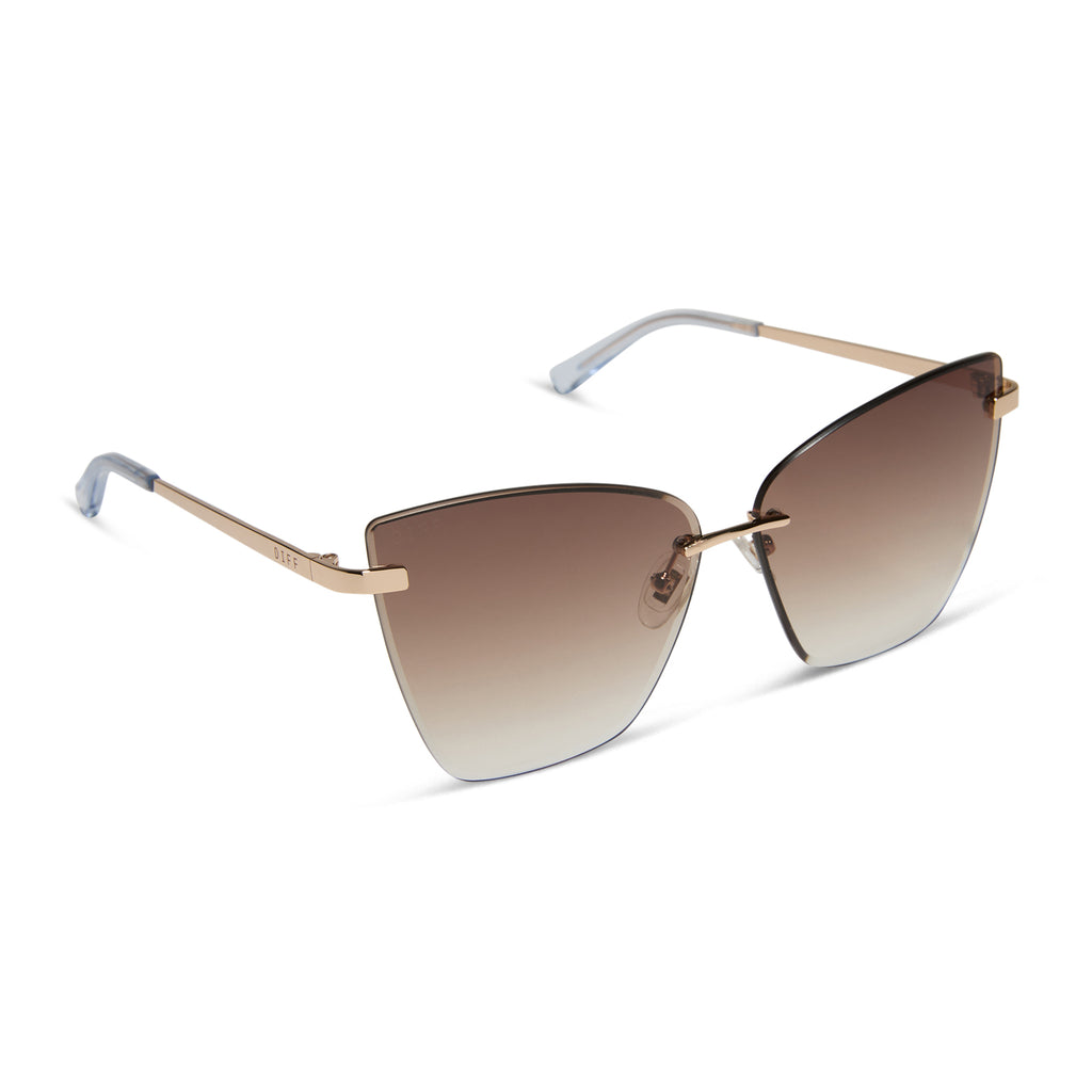 Becky V Cateye Sunglasses | Gold & Brown Gradient | DIFF Eyewear