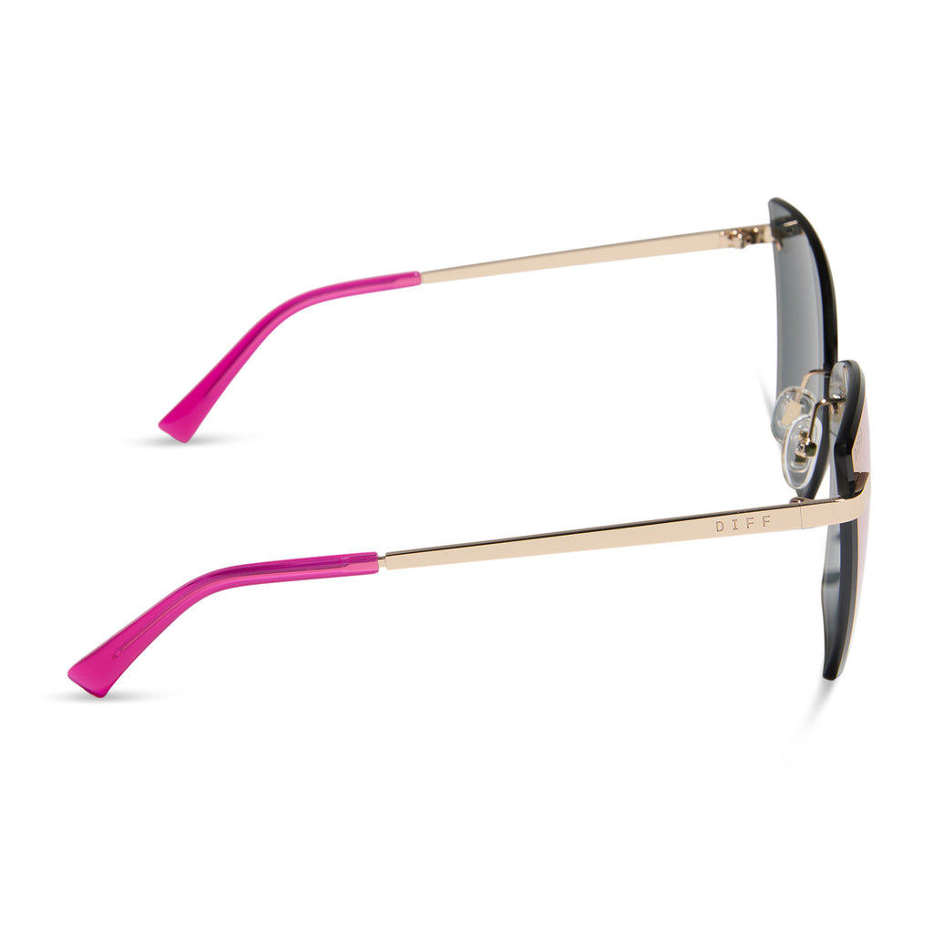 Becky V Cat Eye Sunglasses | Gold & Pink Rush Mirror | DIFF Eyewear