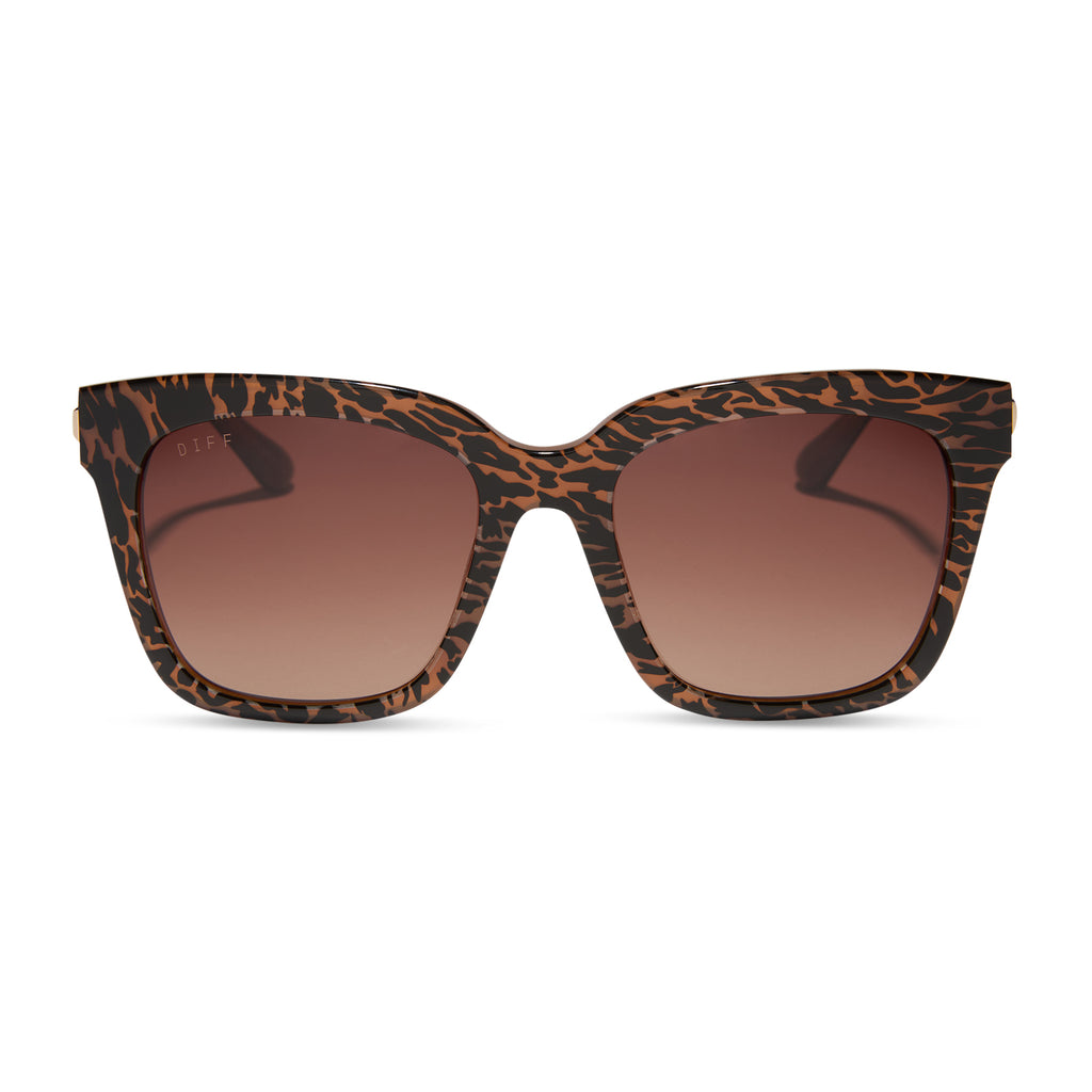 Bella Square Sunglasses | Animal & Brown Gradient | DIFF Eyewear