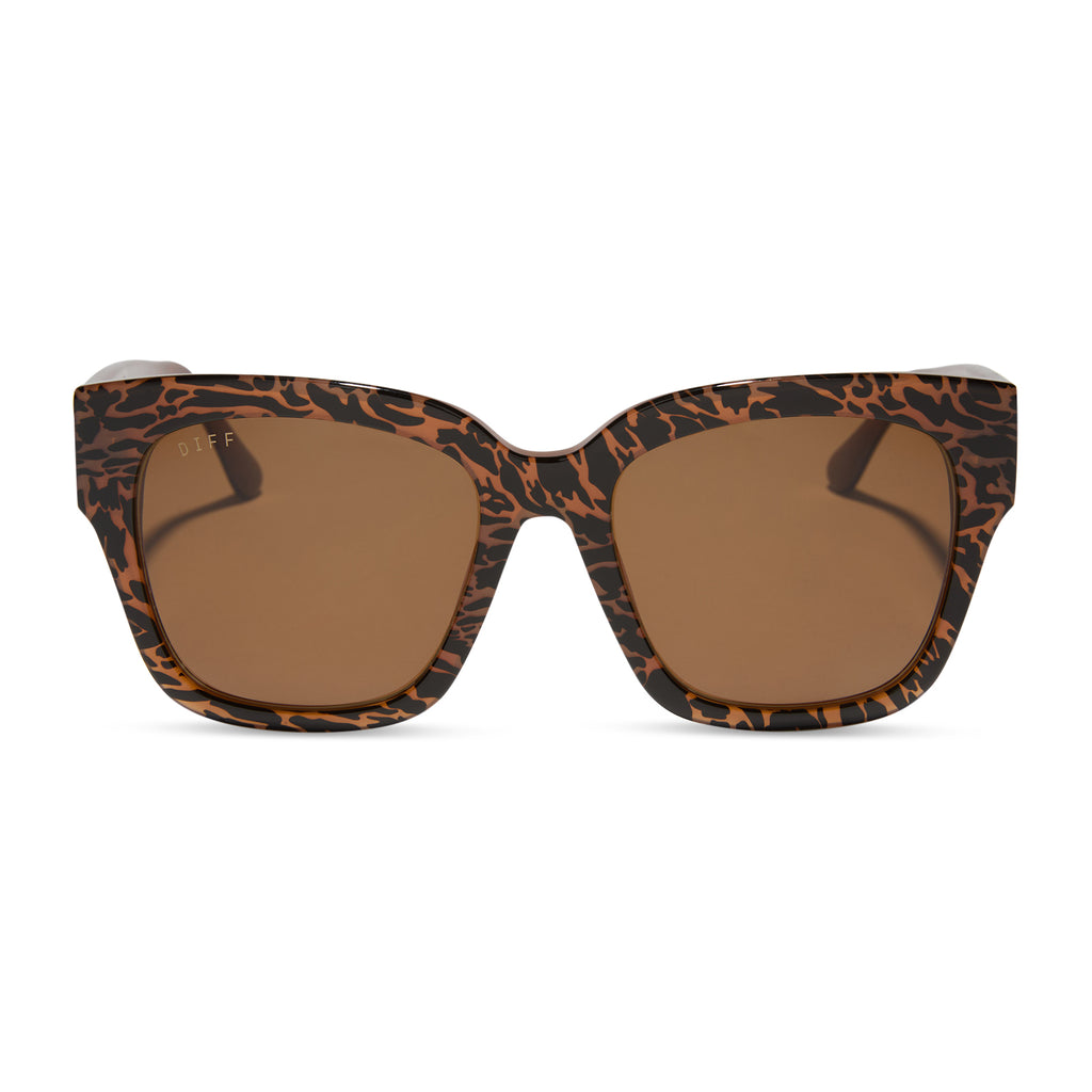 Bella II Square Sunglasses | Animal & Brown | DIFF Eyewear