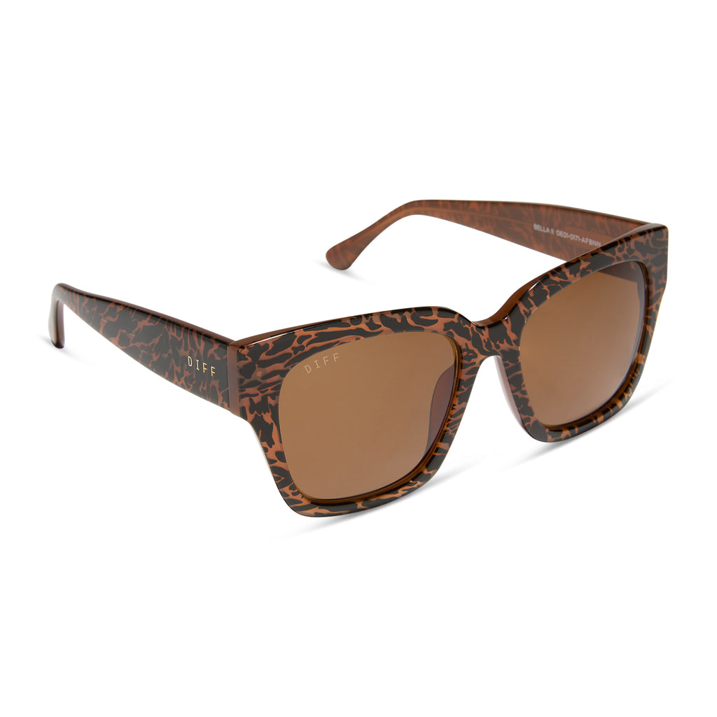 Bella II Square Sunglasses | Animal & Brown | DIFF Eyewear