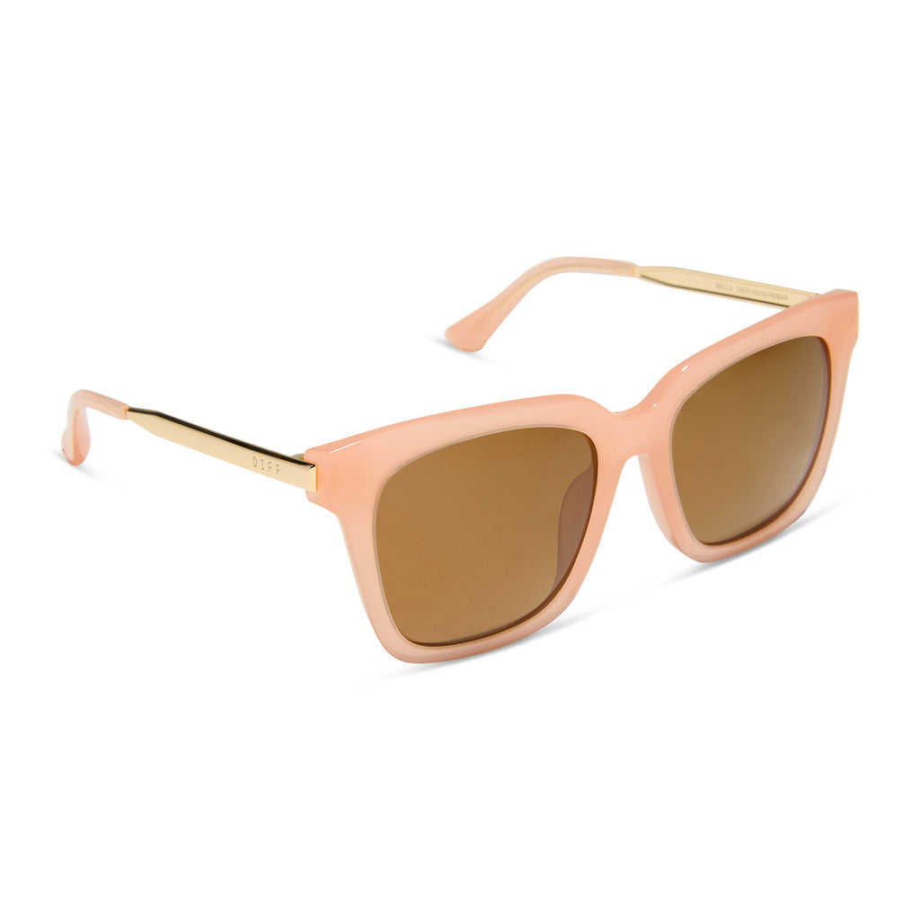Bella Square Sunglasses | Peach & Brown | DIFF Eyewear