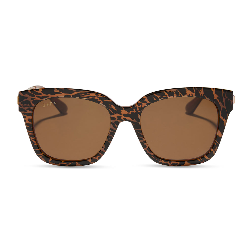 Bella XS Square Sunglasses | Animal & Brown | DIFF Eyewear