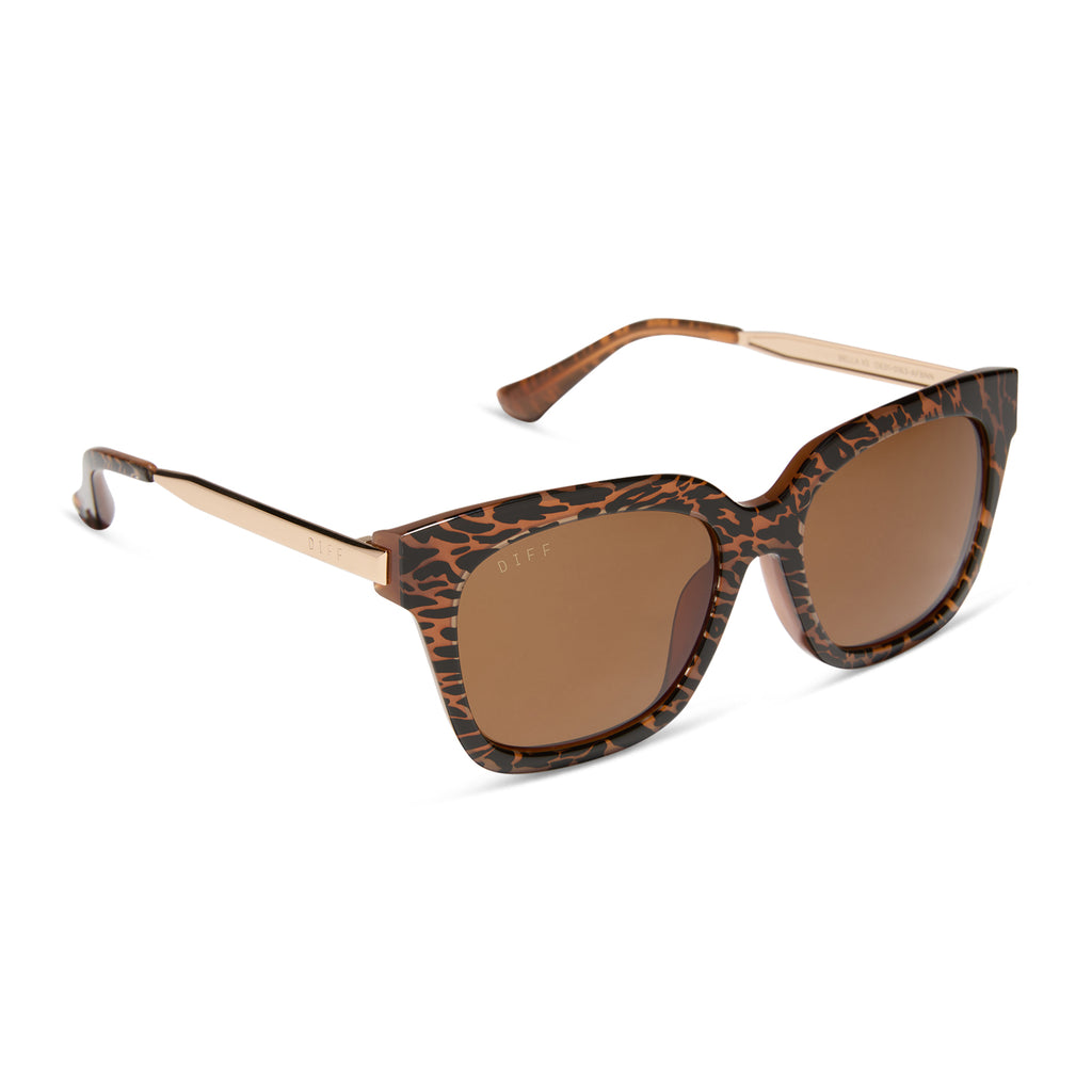 Bella XS Square Sunglasses | Animal & Brown | DIFF Eyewear