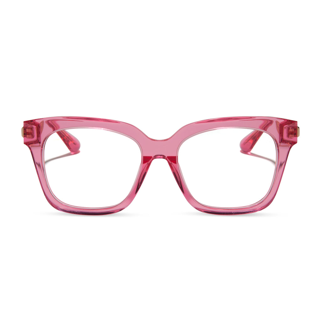 Bella XS Square Glasses | Candy Pink Crystal | Diff Eyewear