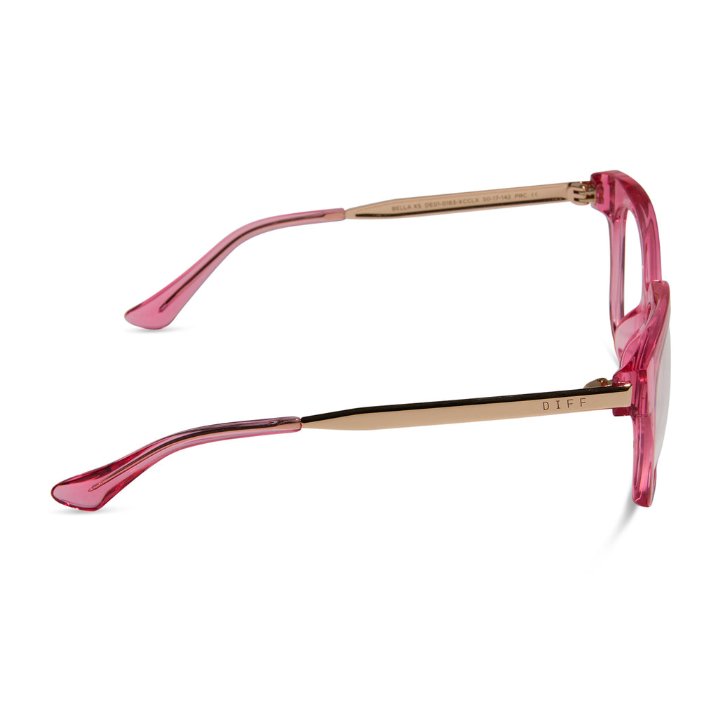 Bella XS Square Glasses | Candy Pink Crystal | Diff Eyewear
