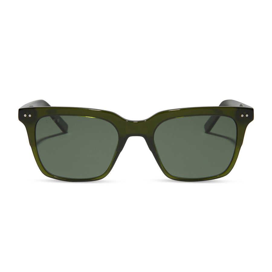 Billie Square Sunglasses | Dark Olive Crystal & G15 Polarized | DIFF ...