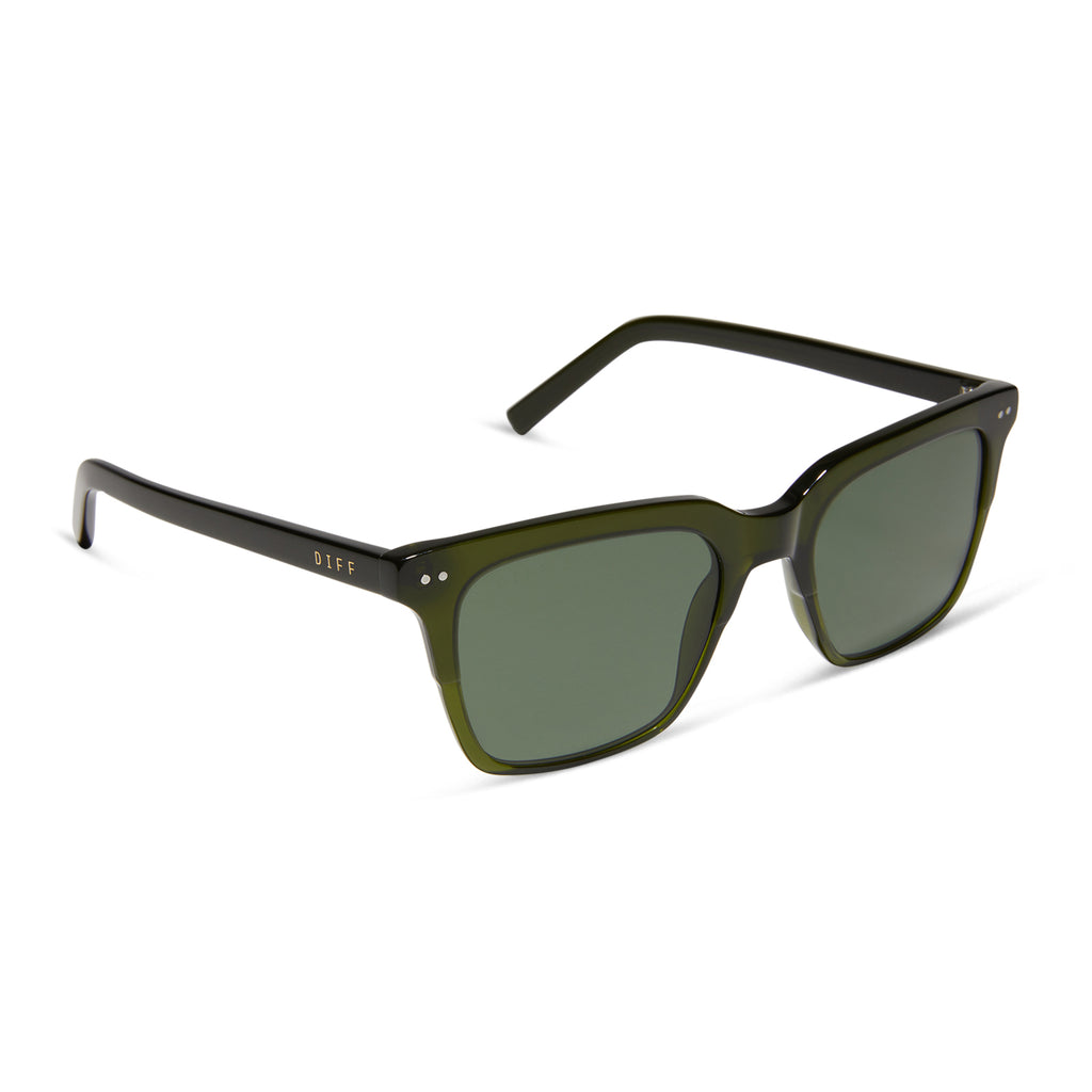 Billie Square Sunglasses | Dark Olive Crystal & G15 Polarized | DIFF ...