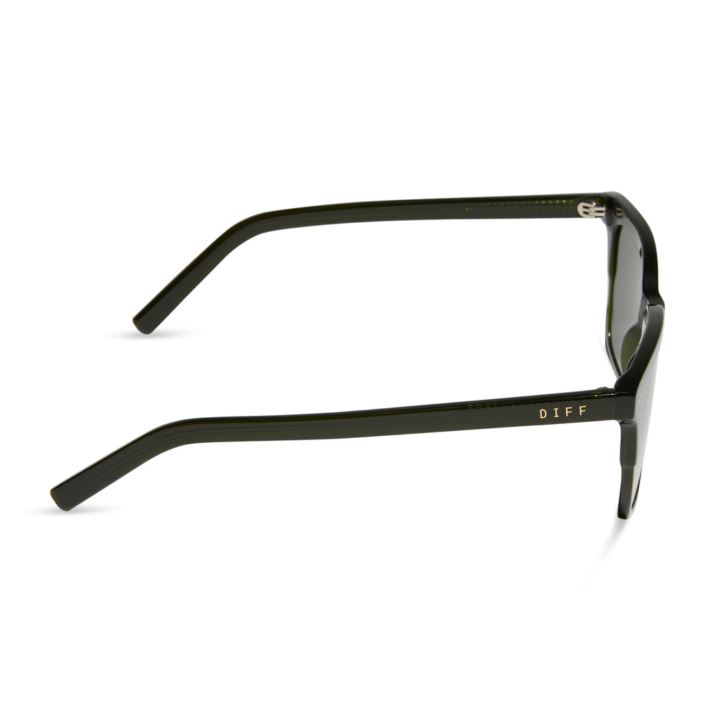 Billie Square Sunglasses | Dark Olive Crystal & G15 Polarized | DIFF ...