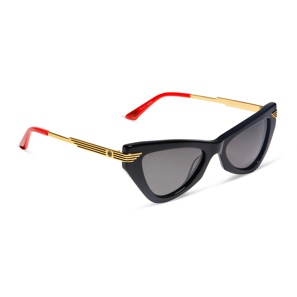 Black Widow Cat Eye Sunglasses Black And Grey Polarized Diff Eyewear
