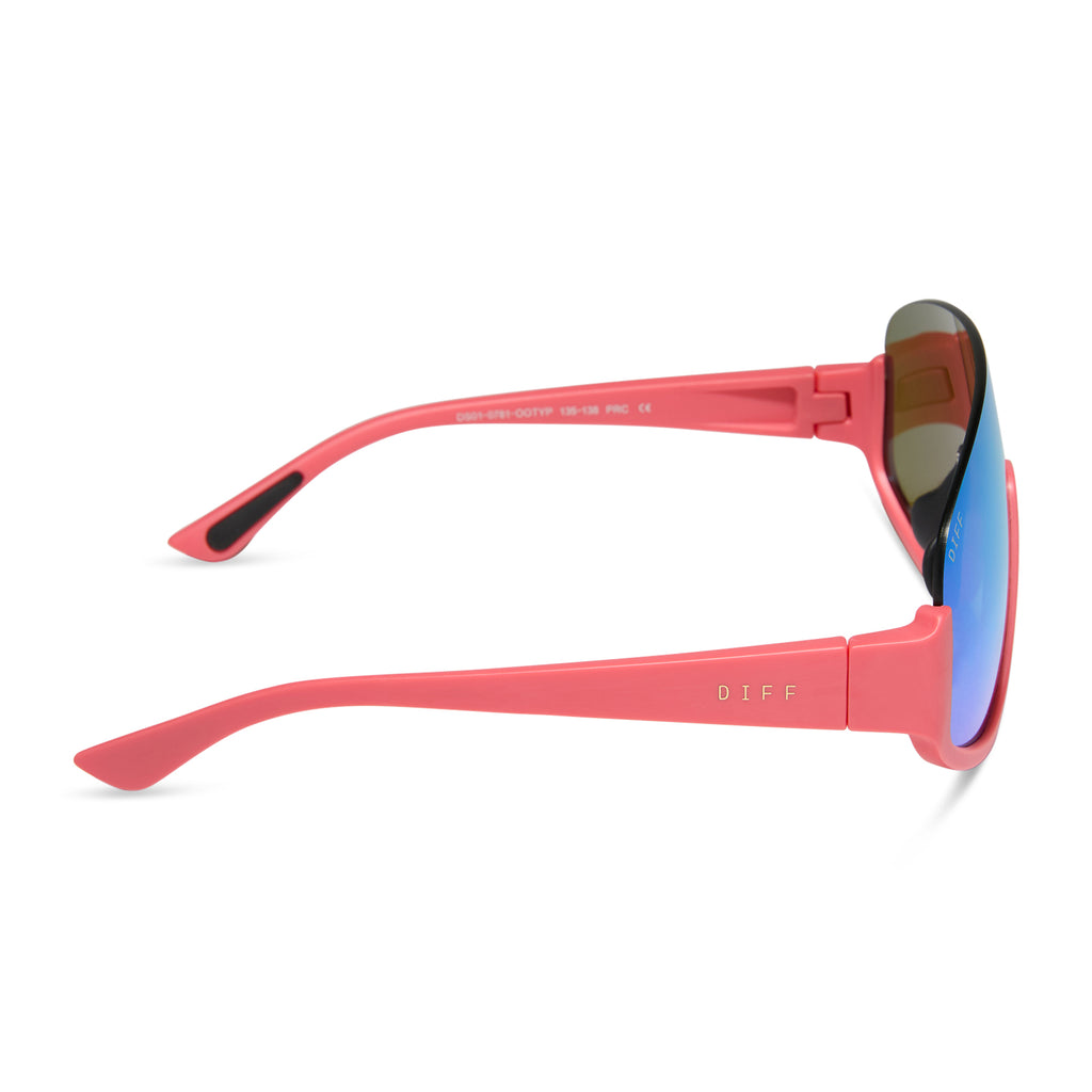 Blazer Shield Sunglasses Coral And Turquoise Ice Mirror Diff Eyewear