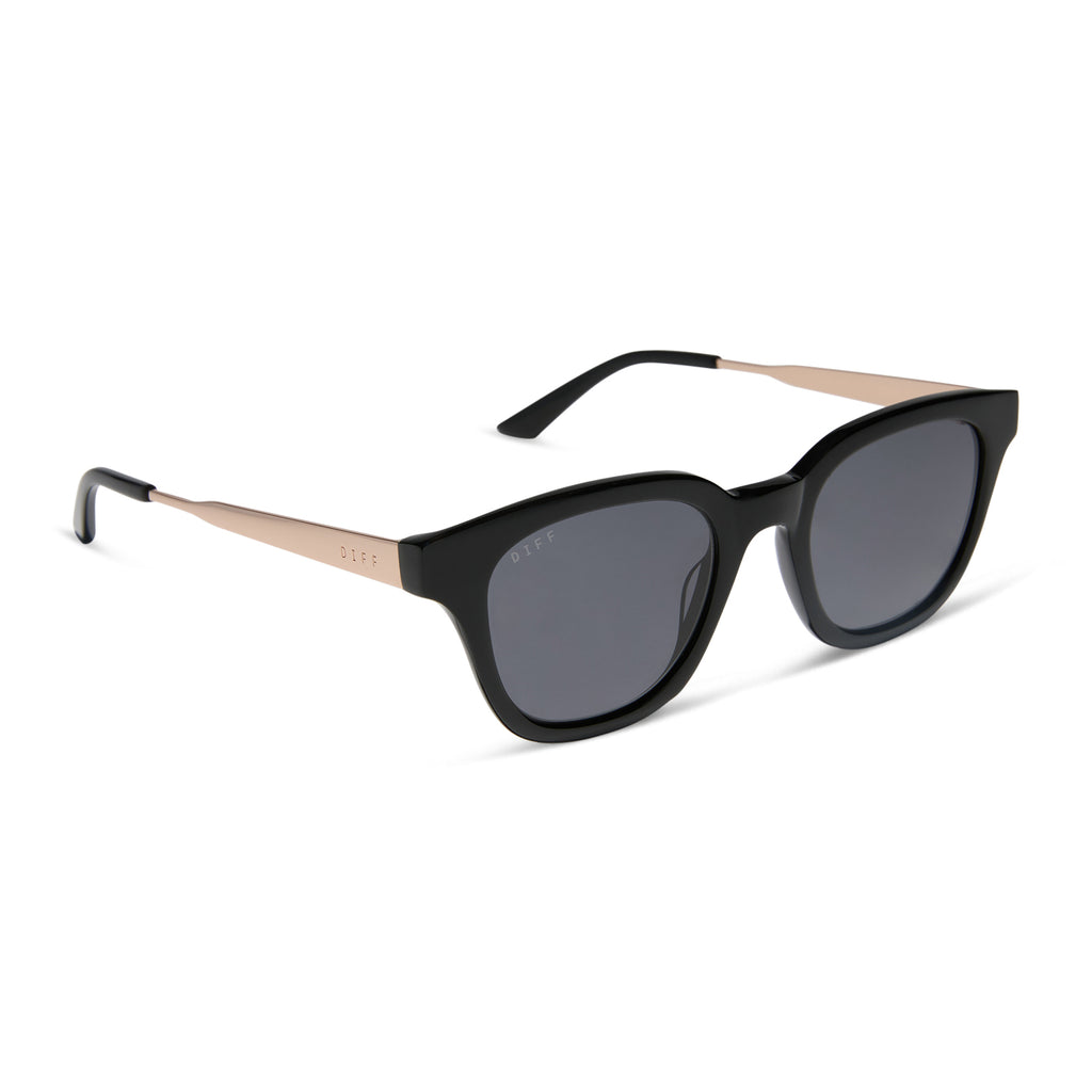 Bridget Round Sunglasses | Black & Grey | DIFF Eyewear