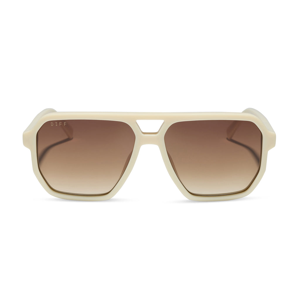 Cameron Navigator Sunglasses | Ivory & Brown Gradient | DIFF Eyewear