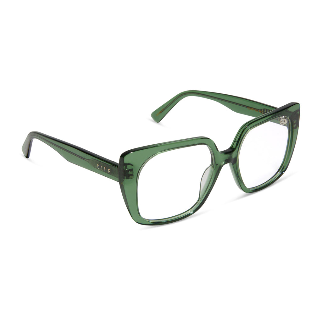 Cecilia Square Prescription Glasses Sage Crystal Diff Eyewear