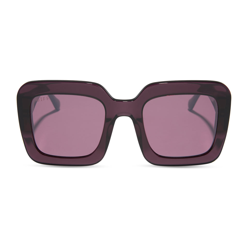 Charise Square Sunglasses Aubergine And Silver Flash Diff Eyewear