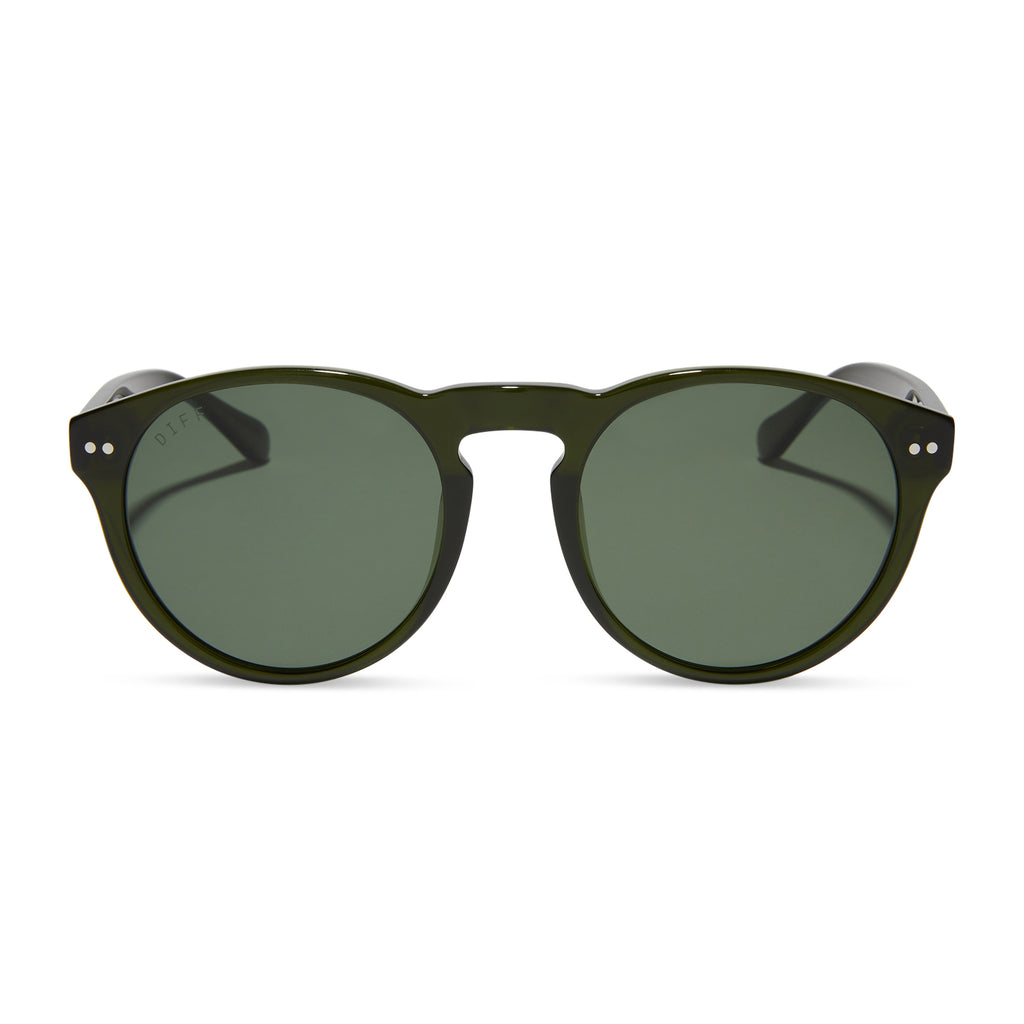 Cody XL Round Sunglasses | Dark Olive Crystal & G15 | DIFF Eyewear