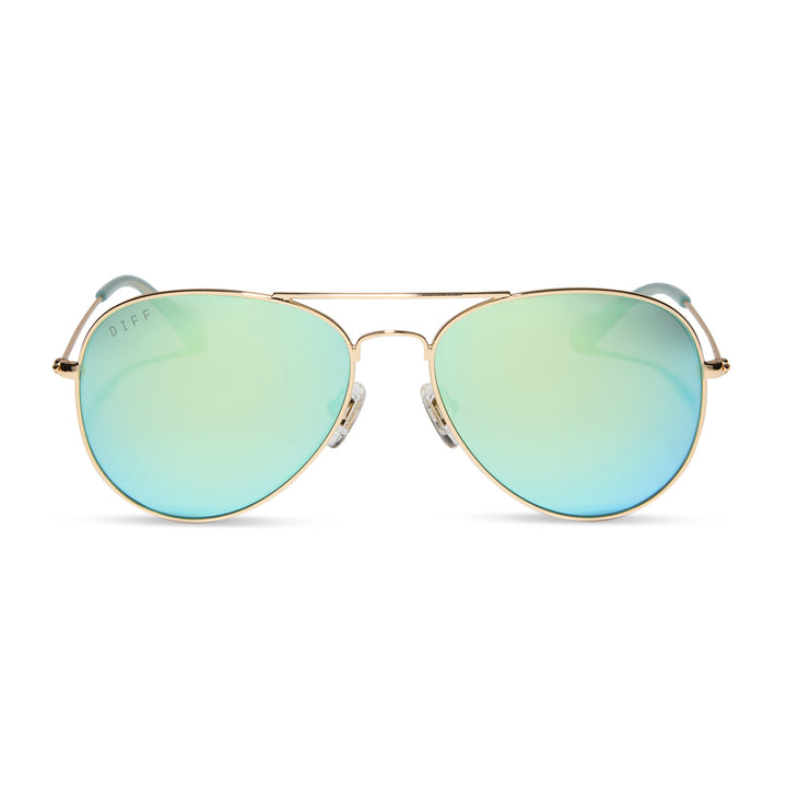 Cruz Aviator Sunglasses | Gold & Aquatic Awe Mirror | DIFF Eyewear