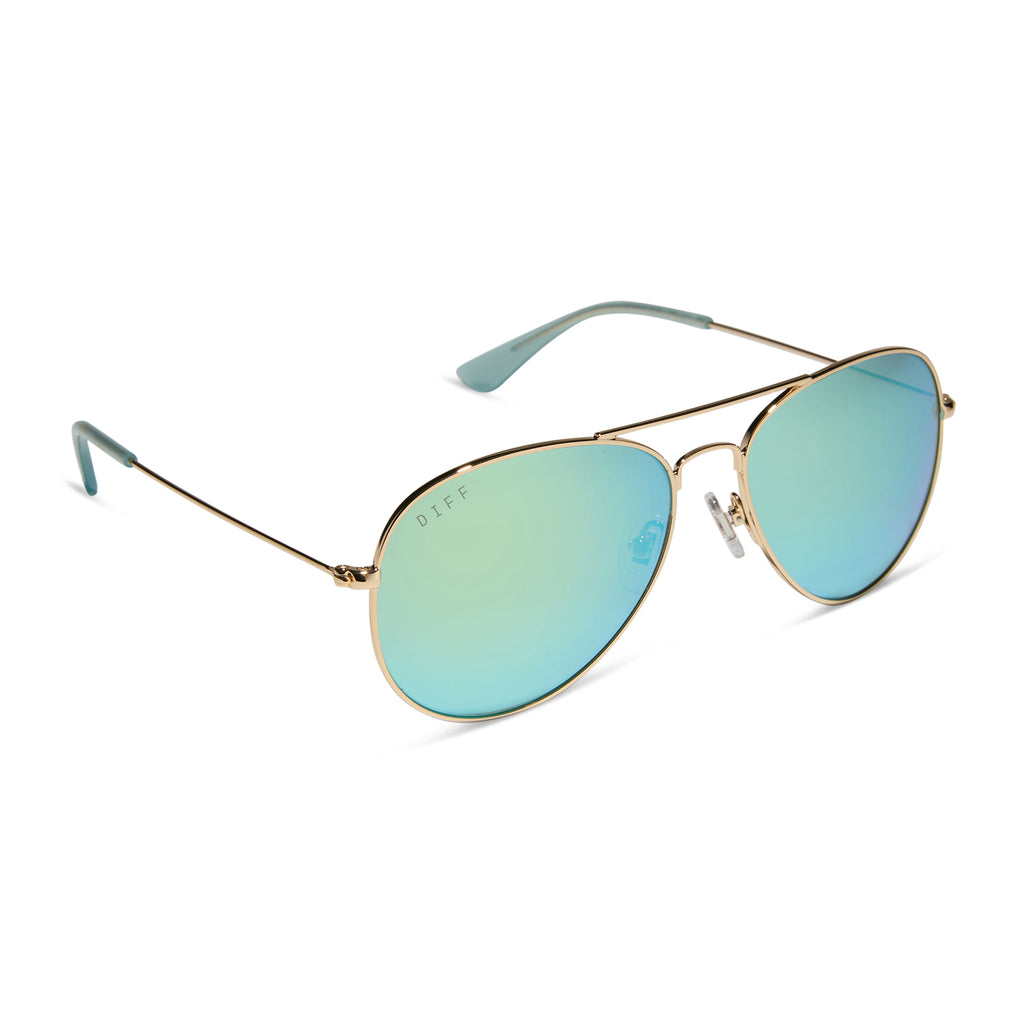 Cruz Aviator Sunglasses | Gold & Aquatic Awe Mirror | DIFF Eyewear