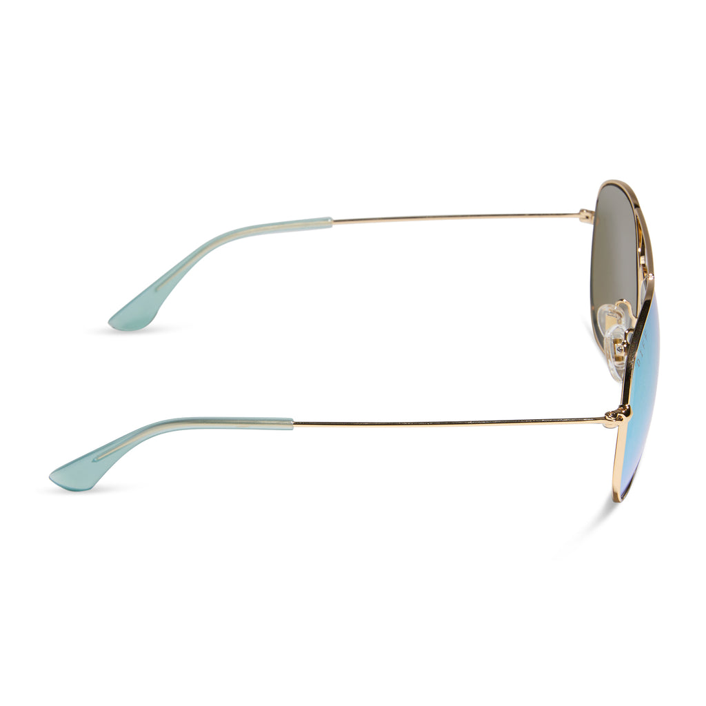 Cruz Aviator Sunglasses | Gold & Aquatic Awe Mirror | DIFF Eyewear