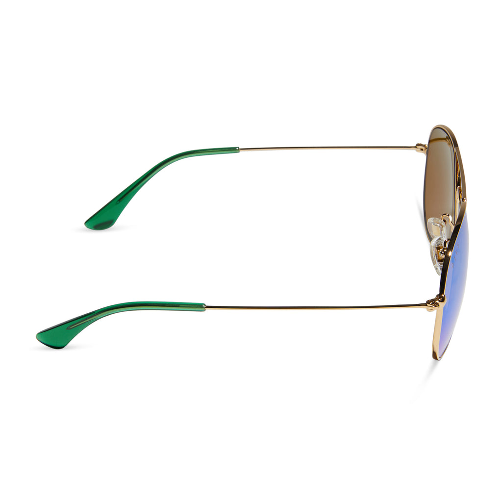 Cruz Aviator Sunglasses | Gold & Green Mirror | DIFF Eyewear