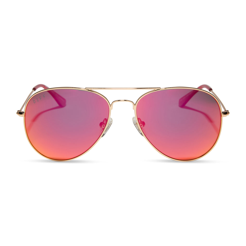Cruz Aviator Sunglasses | Gold & Red Hot Summer Mirror | DIFF Eyewear
