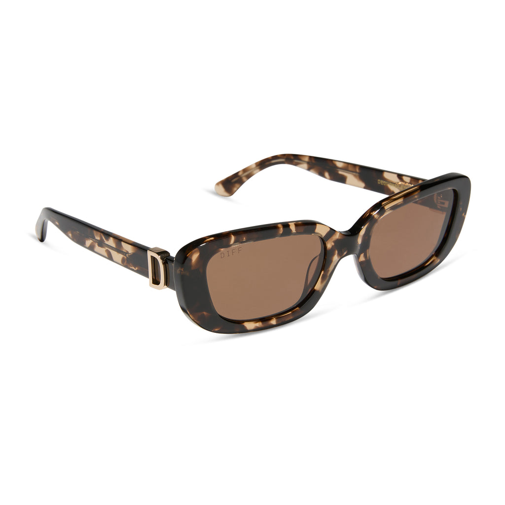 Daphne Rectangle Sunglasses | Espresso Tortoise & Brown | DIFF Eyewear