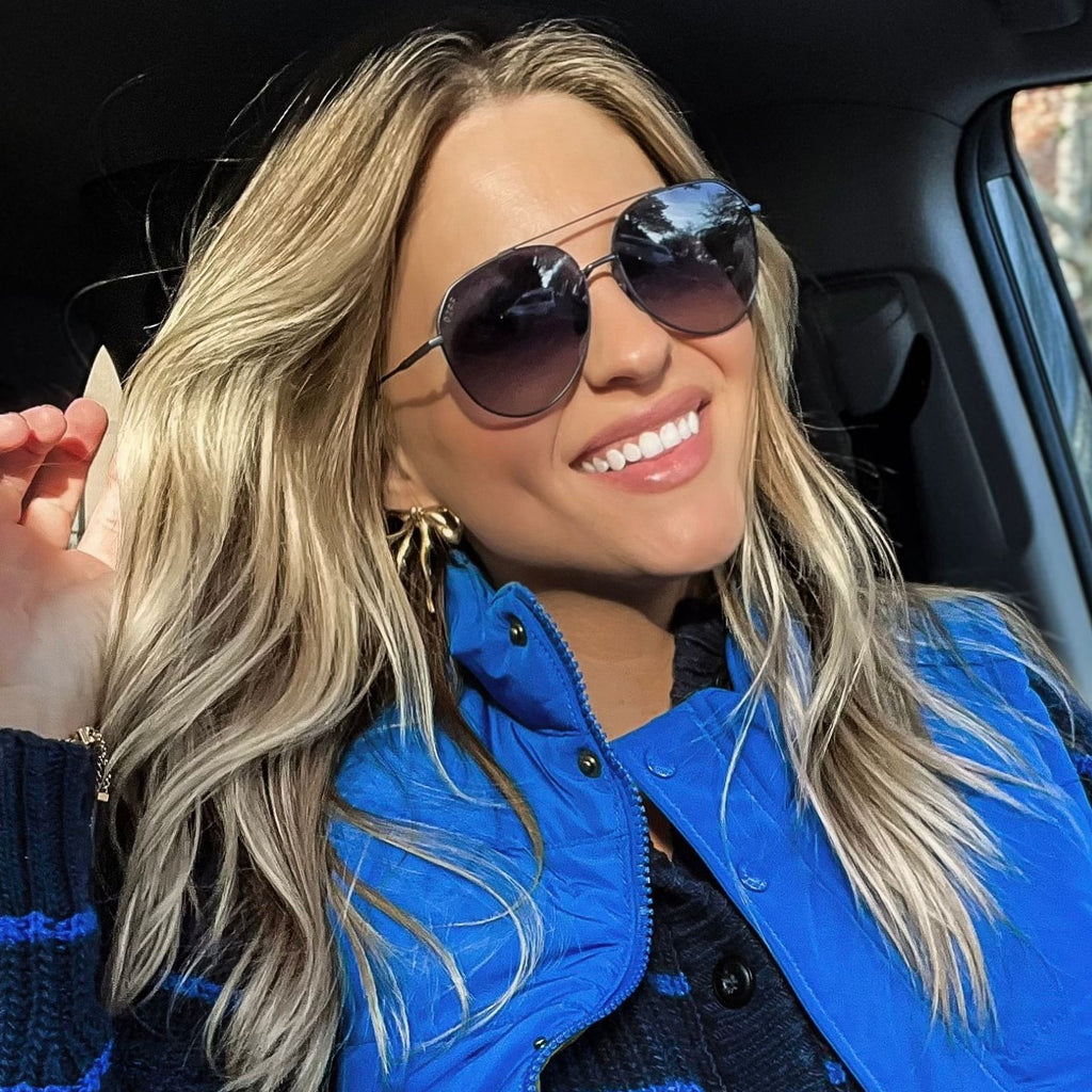 Dash Aviator Sunglasses | Deep Navy Metal & Aegean Blue Flash | DIFF ...