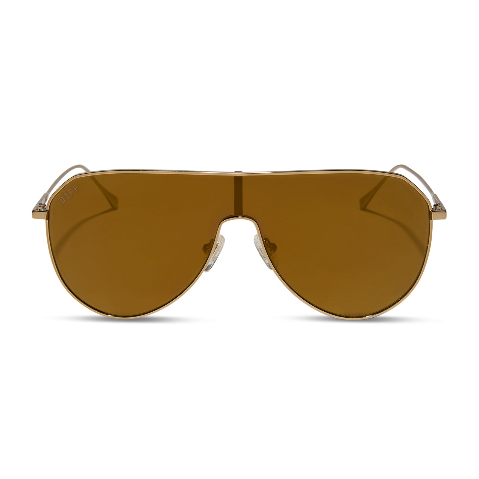 Dash Shield Shield Sunglasses | Copper Metal & Brown Gold Flash | DIFF ...