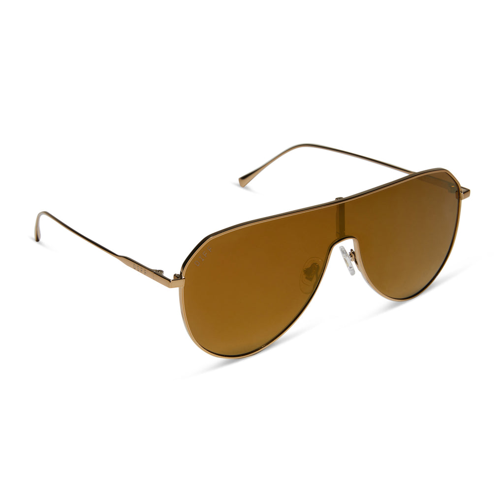 Dash Shield Shield Sunglasses | Copper Metal & Brown Gold Flash | DIFF ...