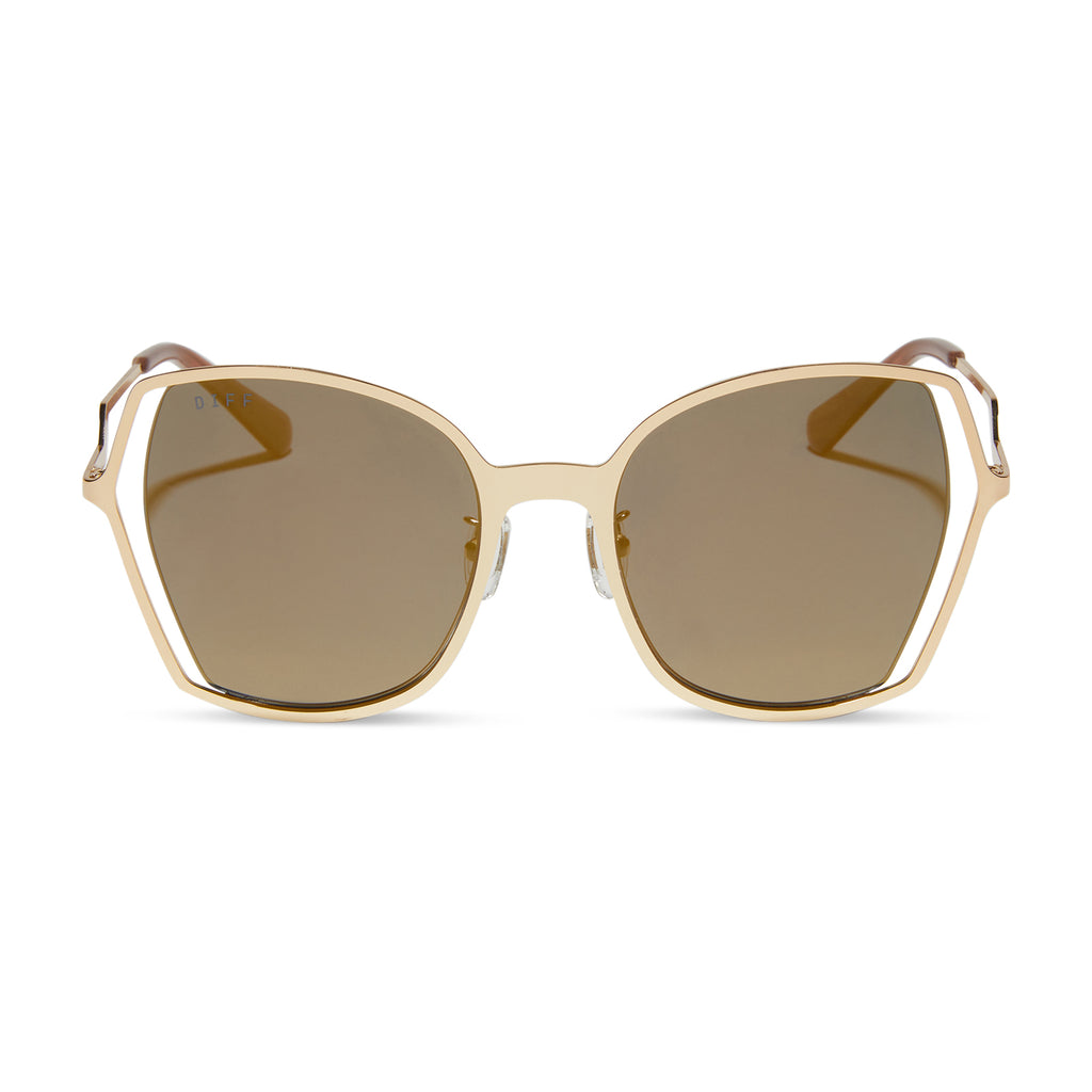 Donna III Square Sunglasses | Gold & Gold Mirror | DIFF Eyewear
