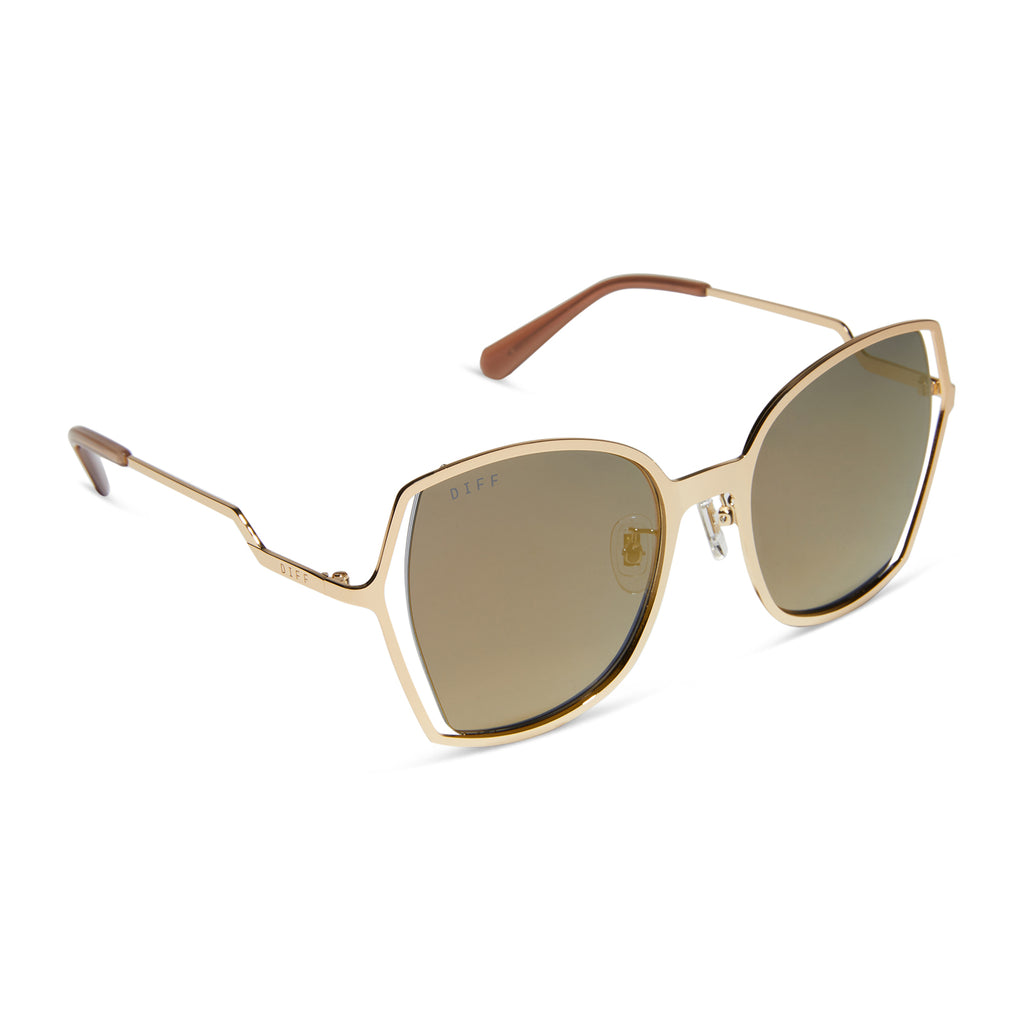 Donna III Square Sunglasses | Gold & Gold Mirror | DIFF Eyewear
