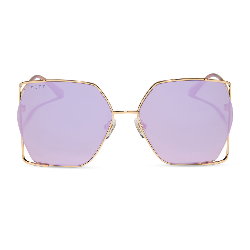 Donna IV Square Sunglasses | Gold & Taupe Mirror | DIFF Eyewear