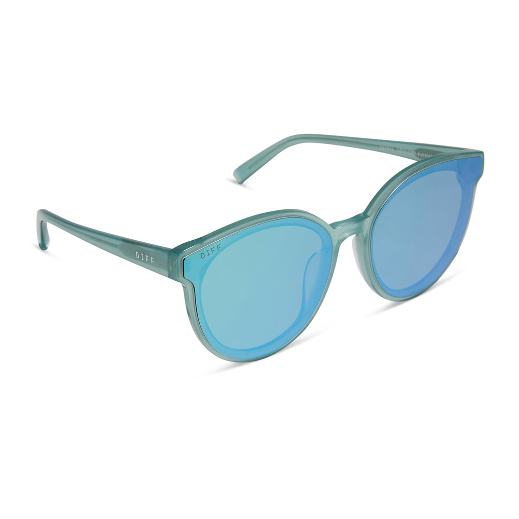 Gemma Round Sunglasses | Aquatic Awe & Aquatic Awe Mirror | DIFF Eyewear