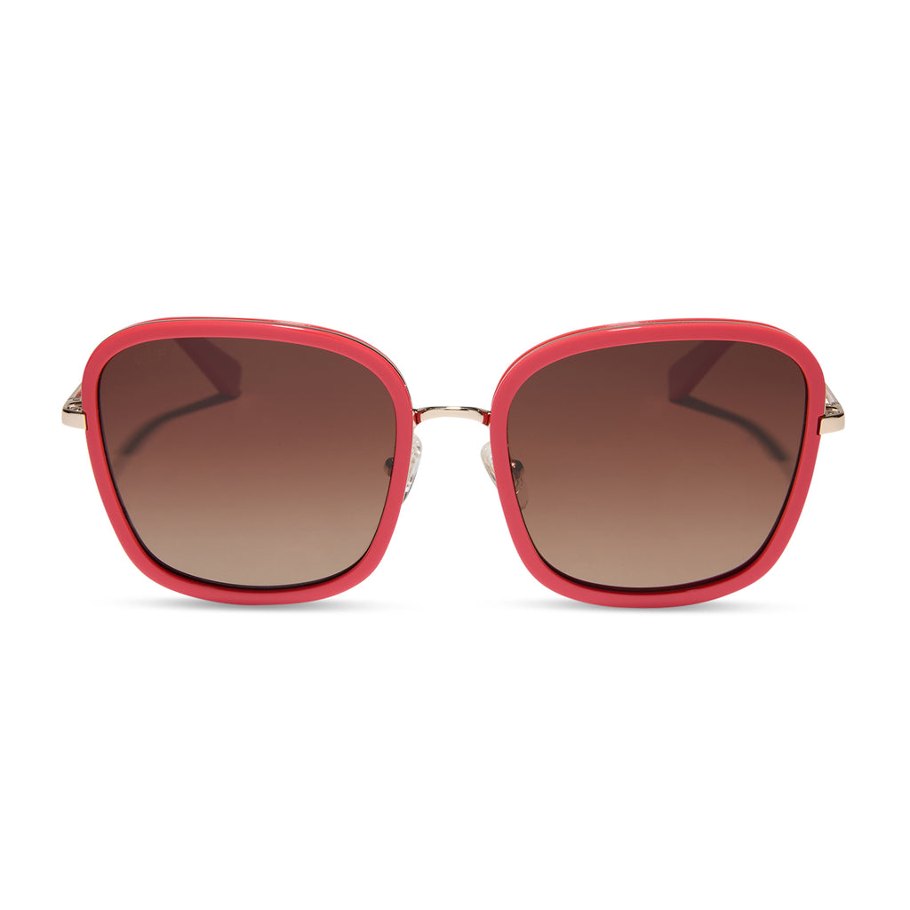 Genevive Square Sunglasses | Sunset & Brown Gradient | DIFF Eyewear