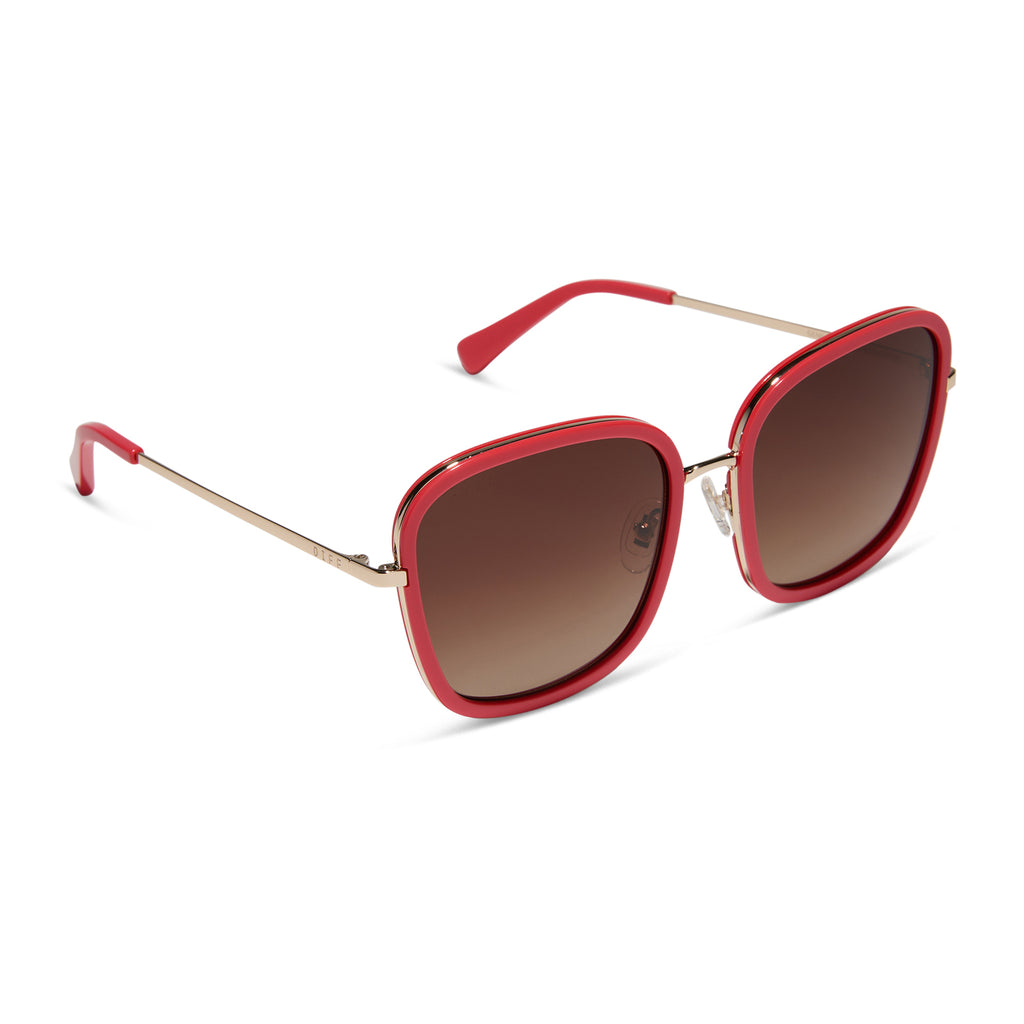 Genevive Square Sunglasses | Sunset & Brown Gradient | DIFF Eyewear