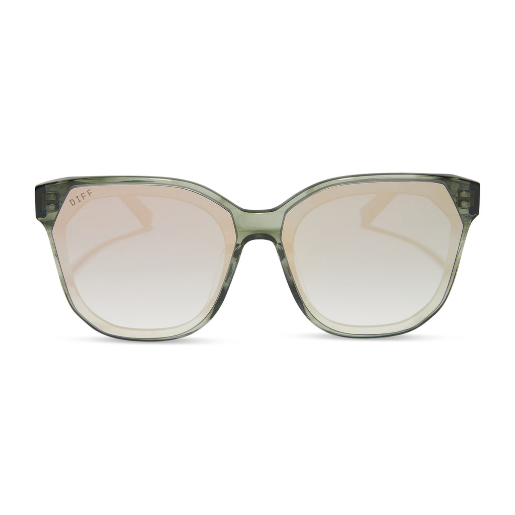 Gia Square Sunglasses | Cool Matcha & Cool Matcha Mirror | DIFF Eyewear