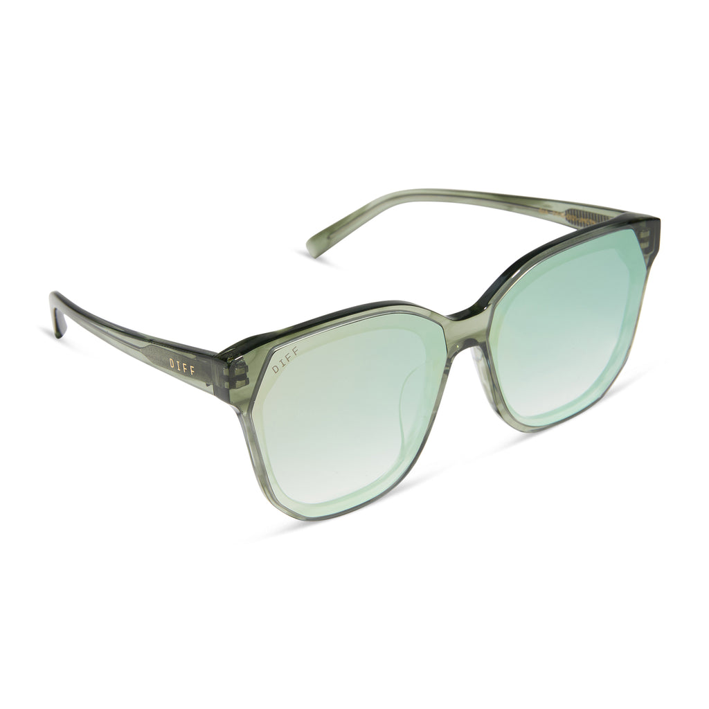 Gia Square Sunglasses | Cool Matcha & Cool Matcha Mirror | DIFF Eyewear