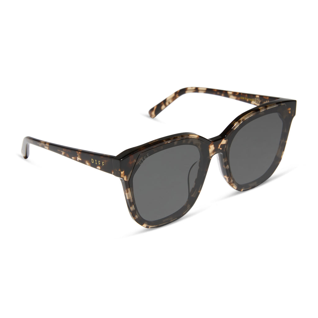 Gia Cat Eye Sunglasses | Espresso Tortoise & Solid Grey Lenses | DIFF ...