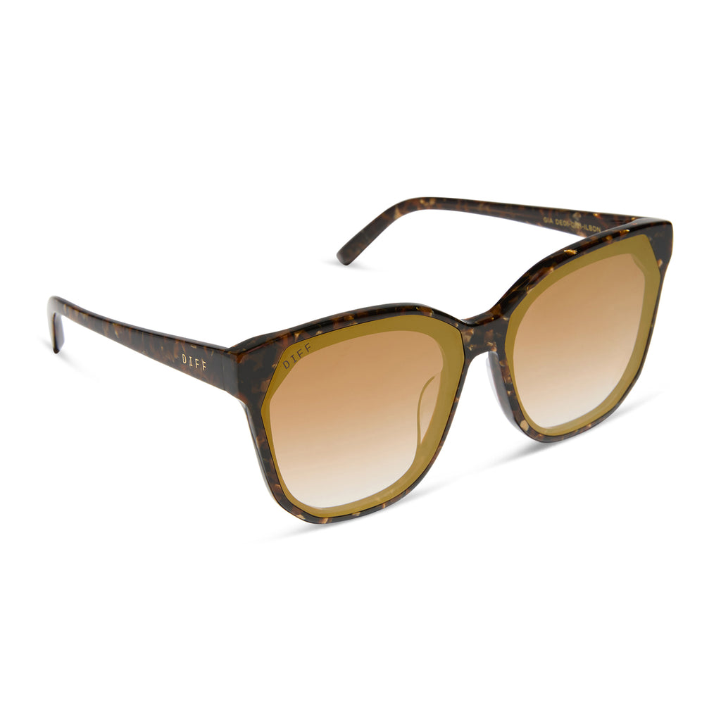 Gia Sunglasses | Glitter Tort & Brown Gradient & Gold Flash | DIFF Eyewear