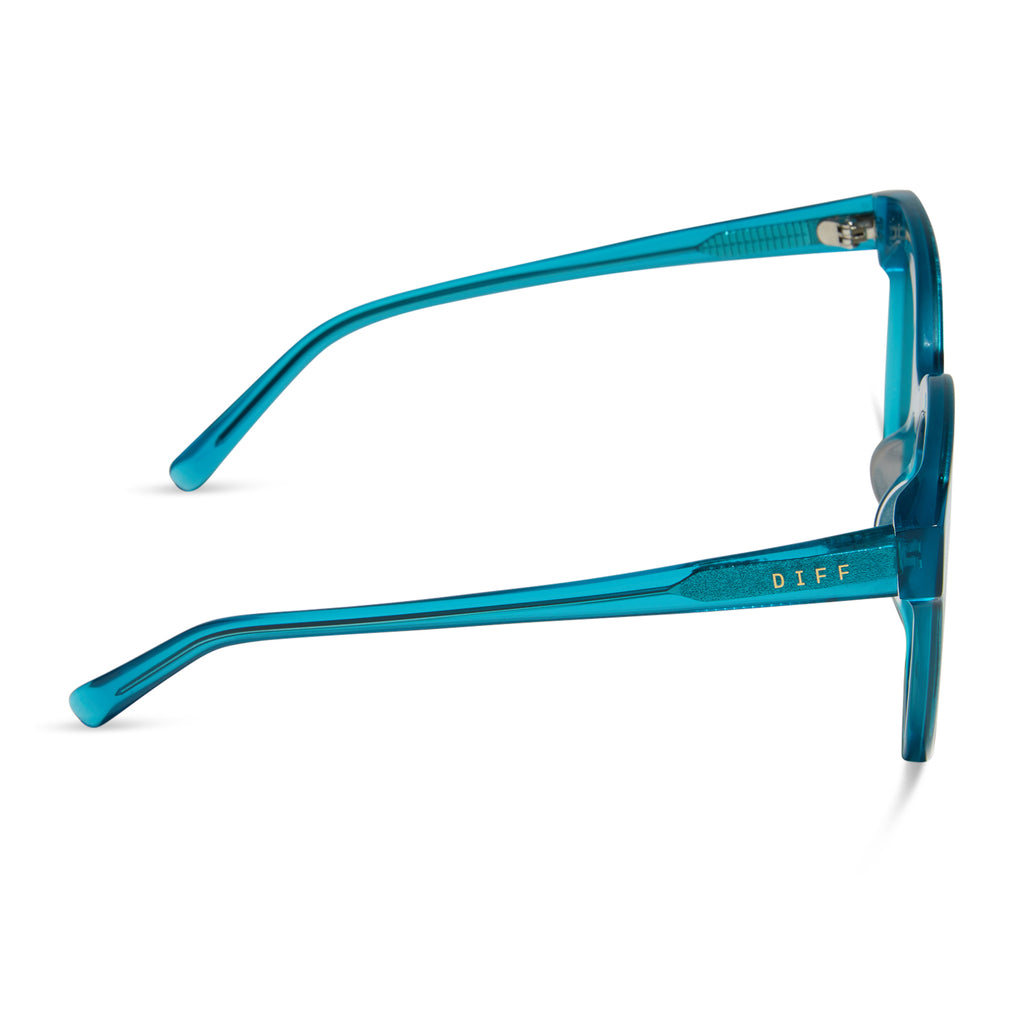 Gia Square Sunglasses | Turquoise Ice Crystal & Ice Mirror | DIFF Eyewear