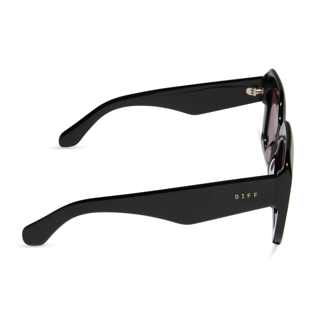 Giada Rectangle Sunglasses | Black & Aubergine Silver Flash | DIFF Eyewear