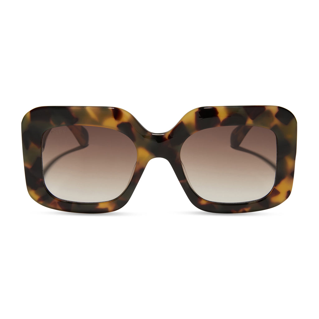 Giada Rectangle Sunglasses | Brown Kombu & Brown Gradient | DIFF Eyewear