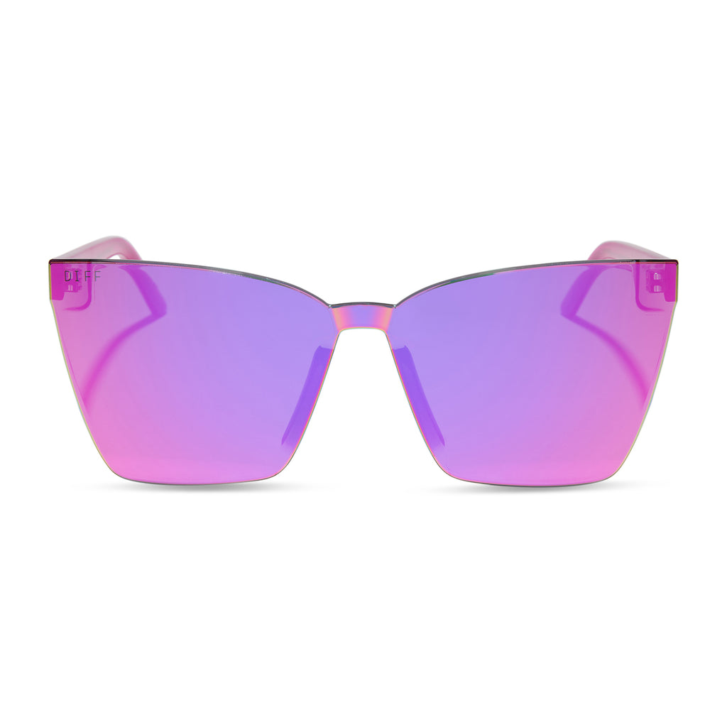 Goldie Cat Eye Sunglasses | Bright Tulip & Pink Rush Mirror | DIFF Eyewear