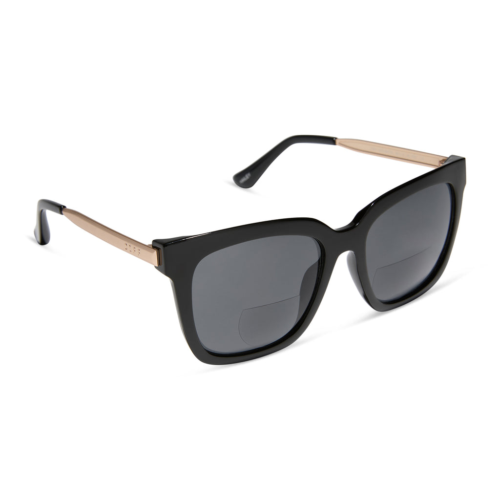 Hailey Square Sunglass Bifocal Readers| Black & Grey | DIFF Eyewear
